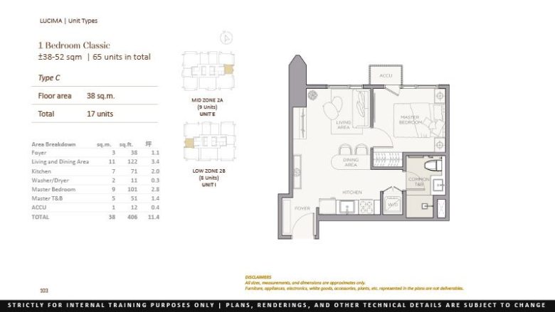 Lucima Condominium cebu business park for sale - onebedroom floor plan ...