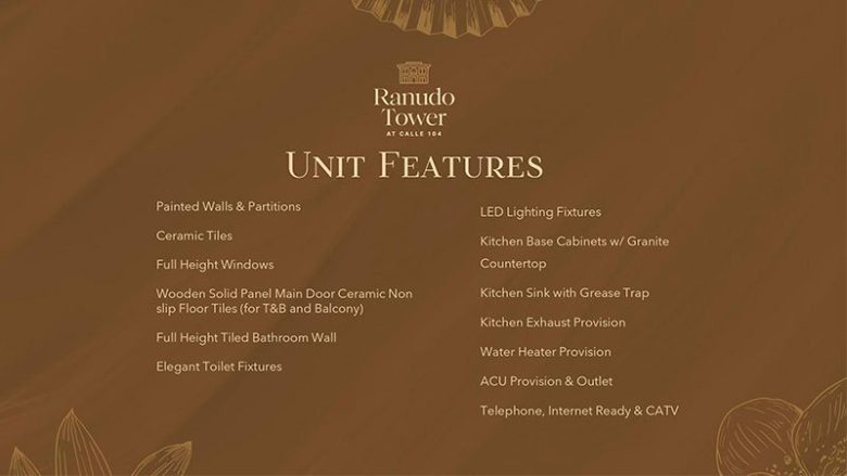 Unit-Features-Calle-104-Ranudo-Tower | Land Asia Realty