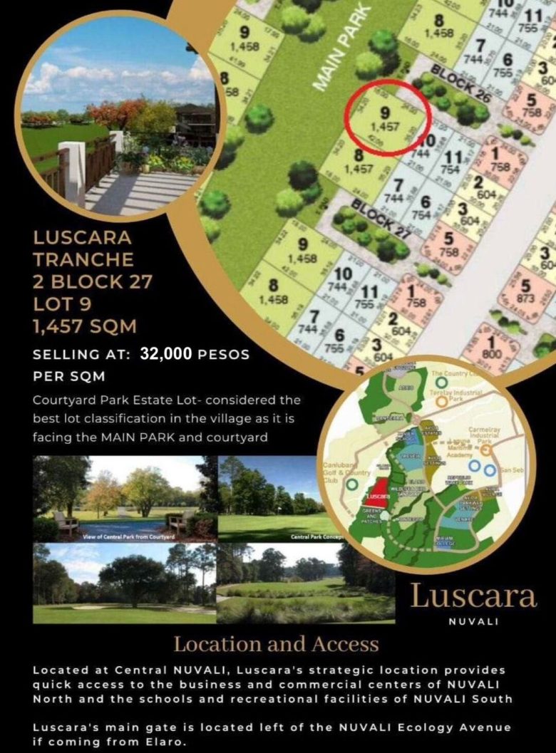 Luscara Nuvali by Ayala Land Premier – T2 B27 L9 | Land Asia Realty
